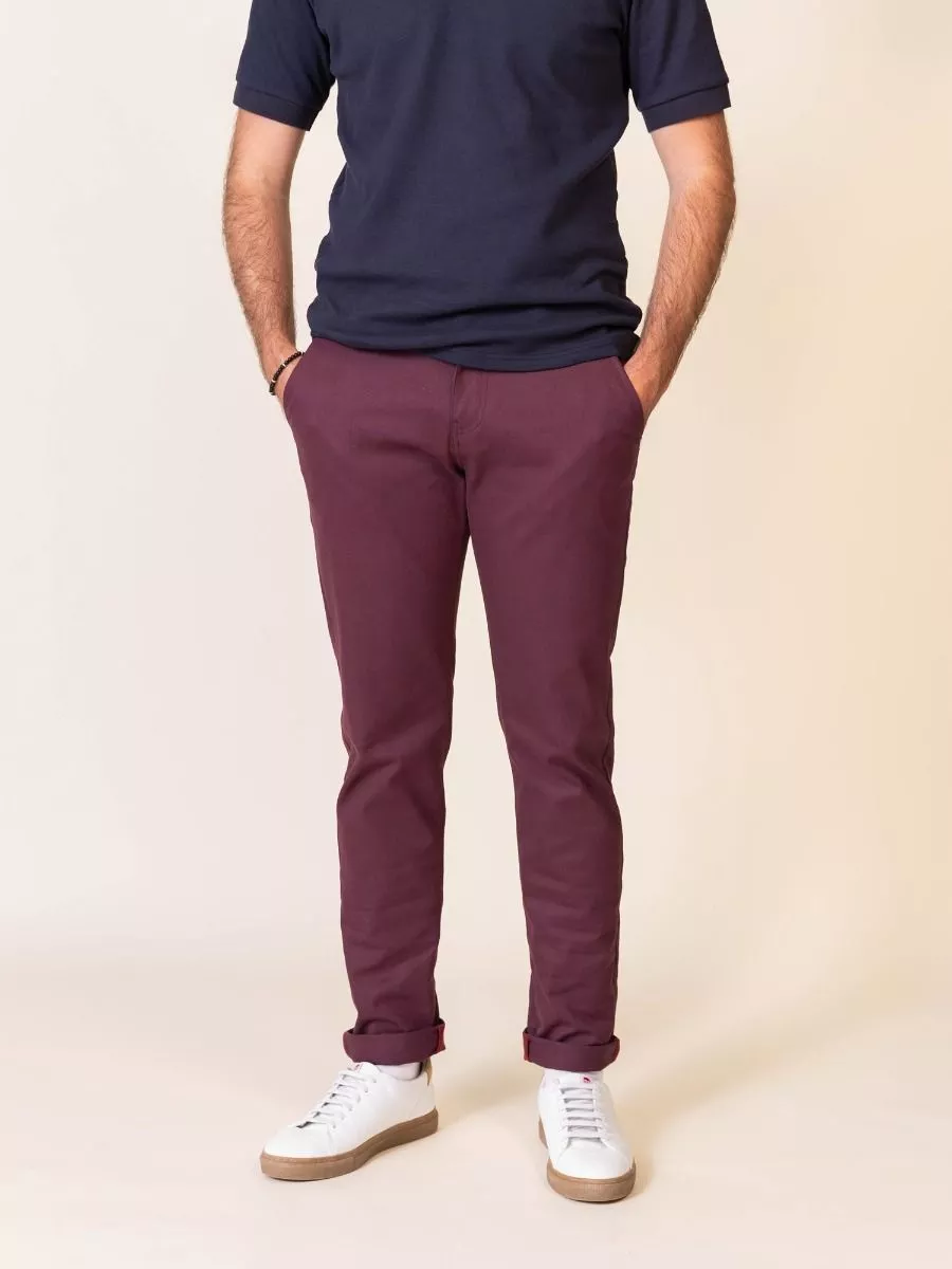 CHINO AJUSTE 163N coton bio filidenim flex uni prune Homme | 1083