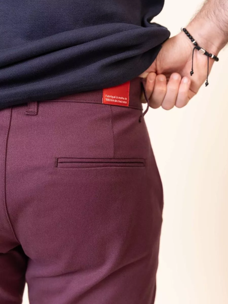 CHINO AJUSTE 163N coton bio filidenim flex uni prune Homme | 1083