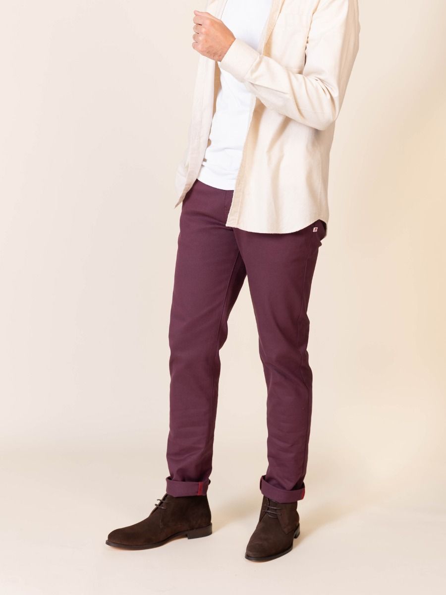 CHINO AJUSTE 163N coton bio filidenim flex uni prune Homme | 1083