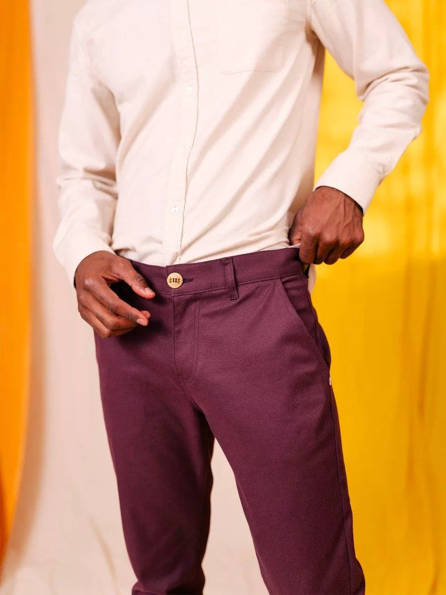 CHINO AJUSTE 163N coton bio filidenim flex uni prune Homme | 1083