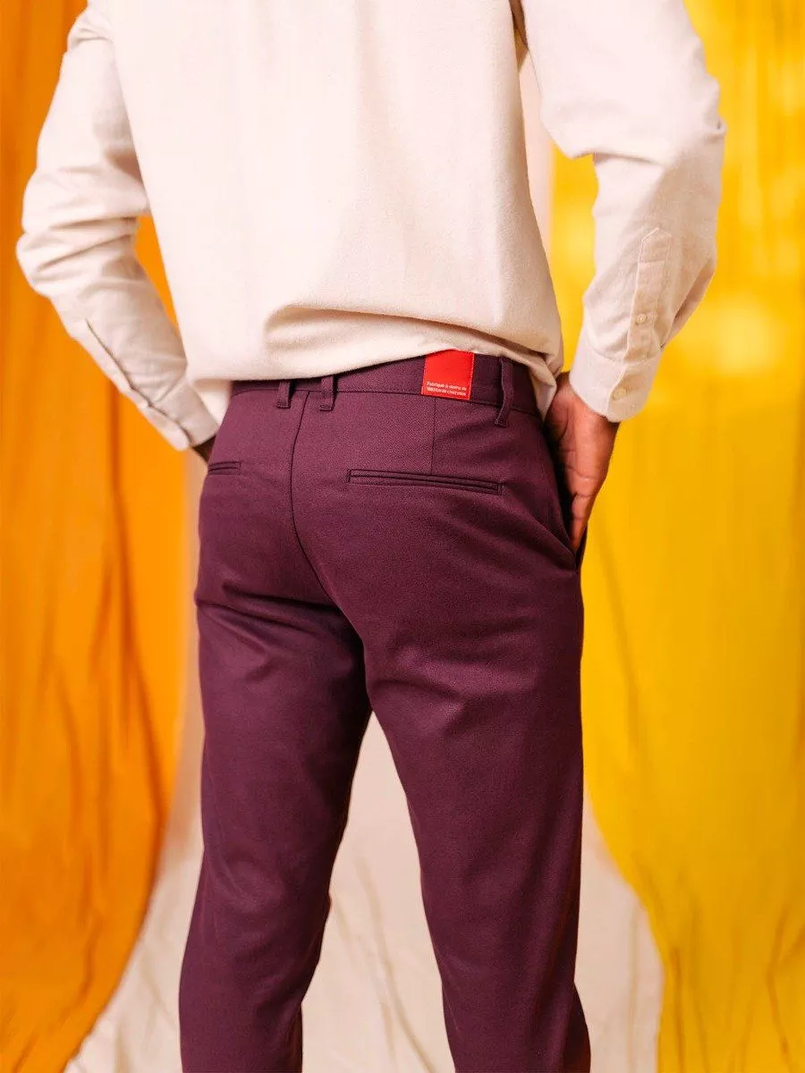 CHINO AJUSTE 163N coton bio filidenim flex uni prune Homme | 1083